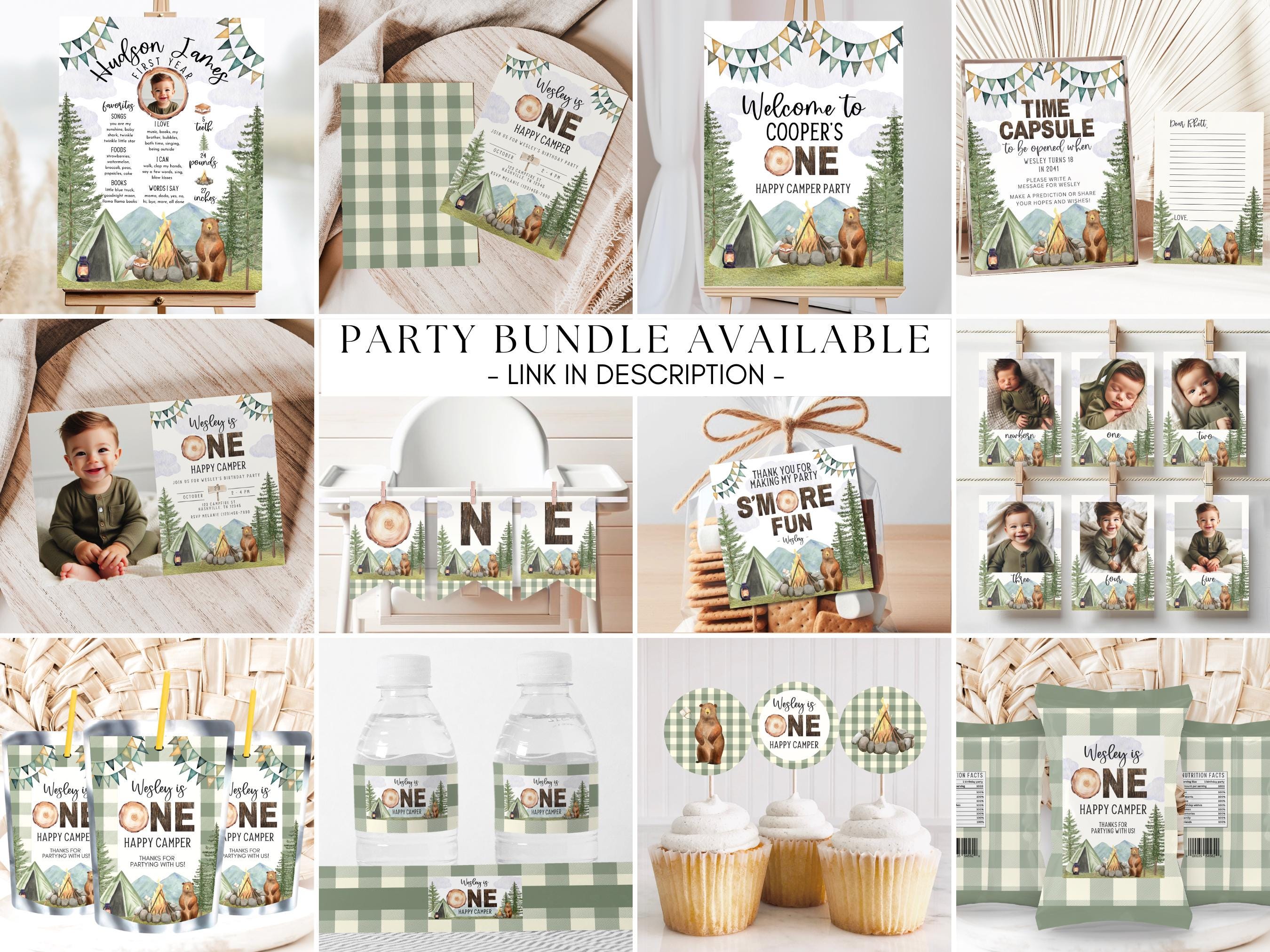 One Happy Camper Birthday Party Chip Bag Template, Instant Download ...