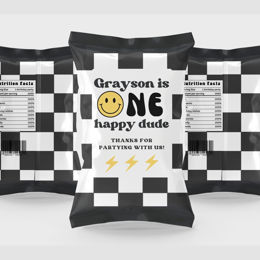 One Happy Dude Birthday Printable Chip Bag Editable Template, Instant ...