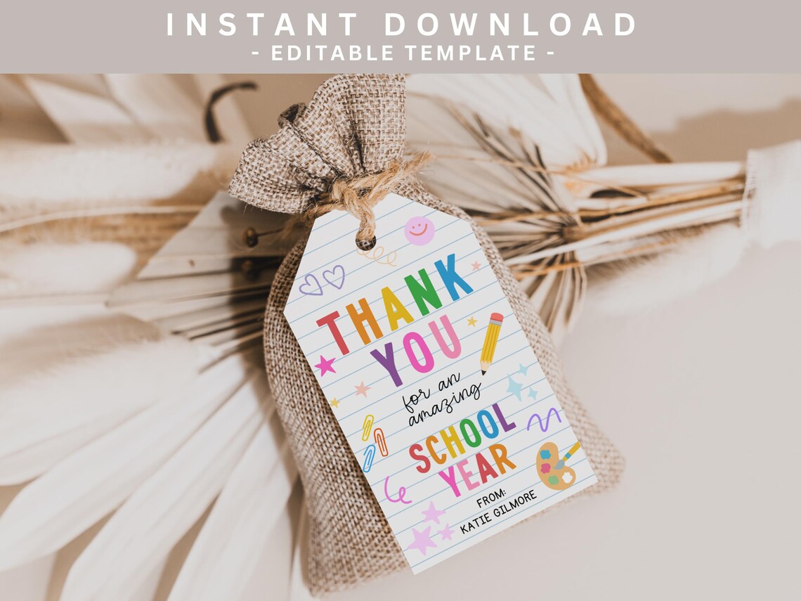 Teacher Appreciation Gift Tag, Thank You Tag, Teacher Gift Tag, Teacher ...