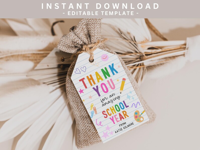 Teacher Appreciation Gift Tag, Thank You Tag, Teacher Gift Tag, Teacher ...