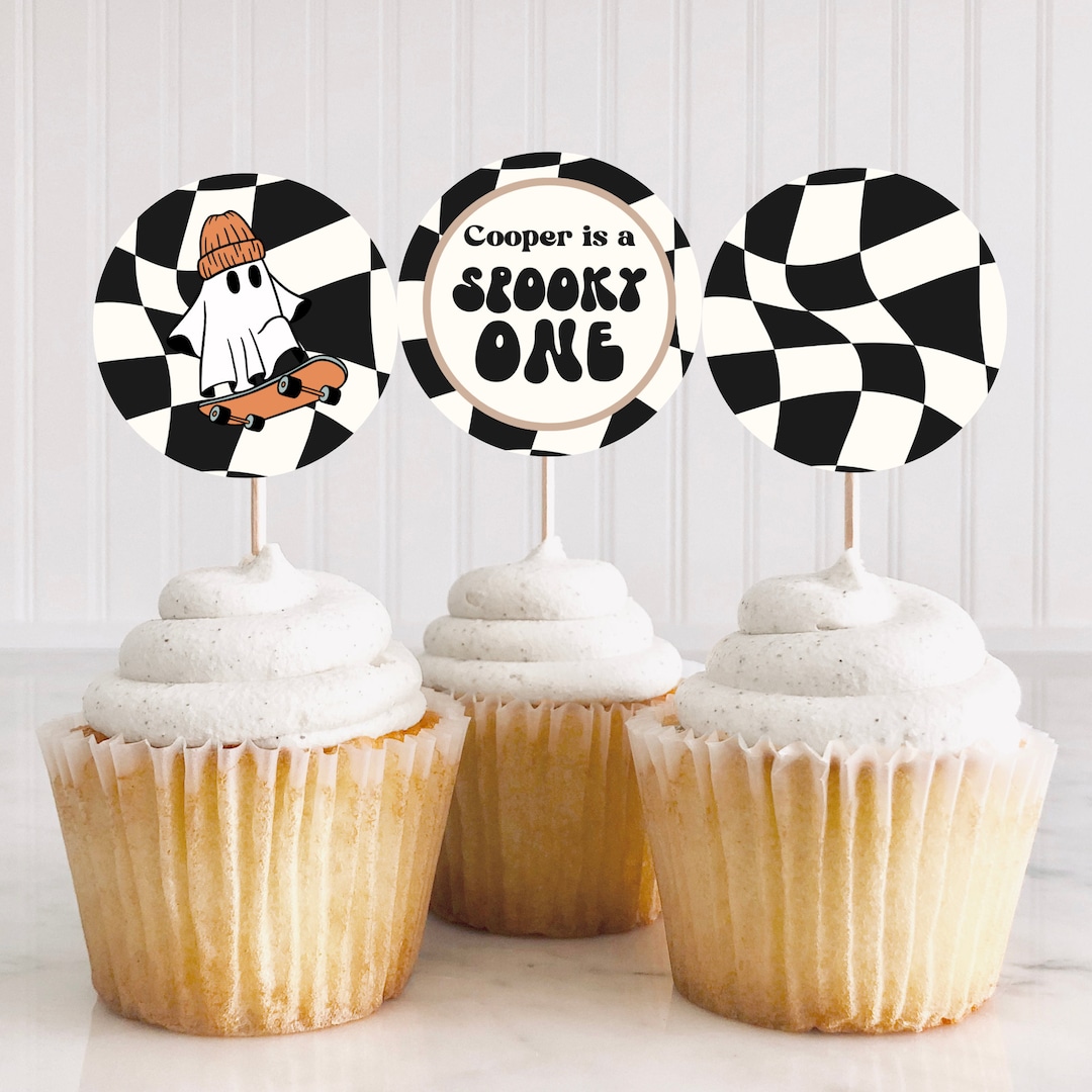 Halloween Birthday Cupcake Toppers, Instant Download, Halloween Cupcake ...