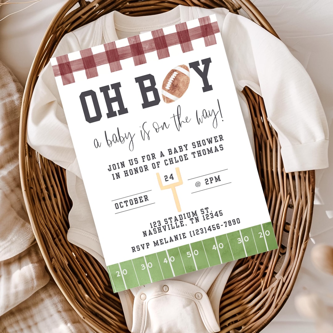Football Baby Shower Invitation, Boy Baby Shower, Football Invitation ...