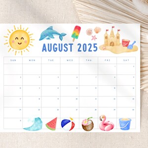 Printable Kids Calendar 2025, Kids Monthly Planner, Printable Calendar ...