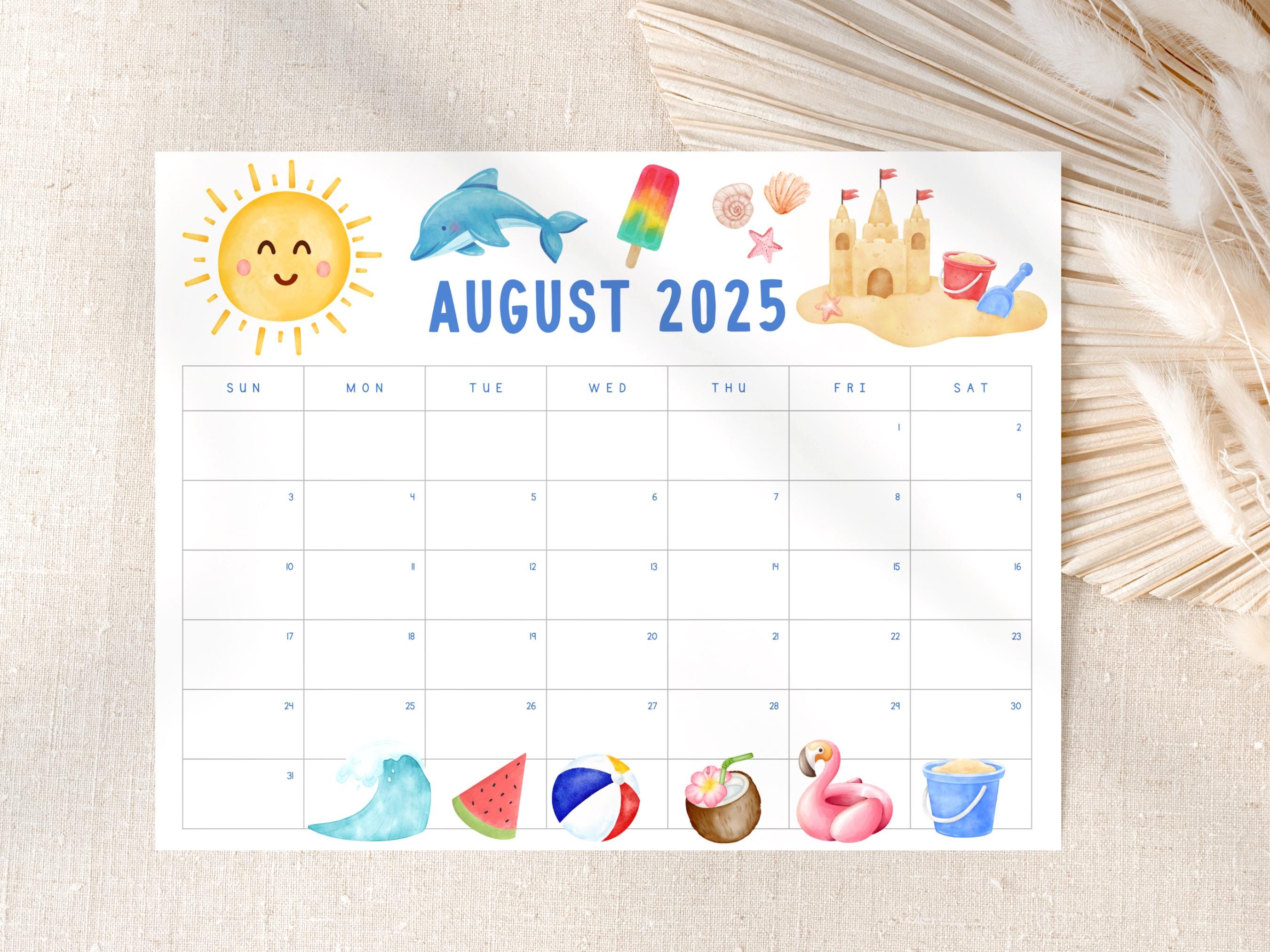 Printable Kids Calendar 2025, Kids Monthly Planner, Printable Calendar ...