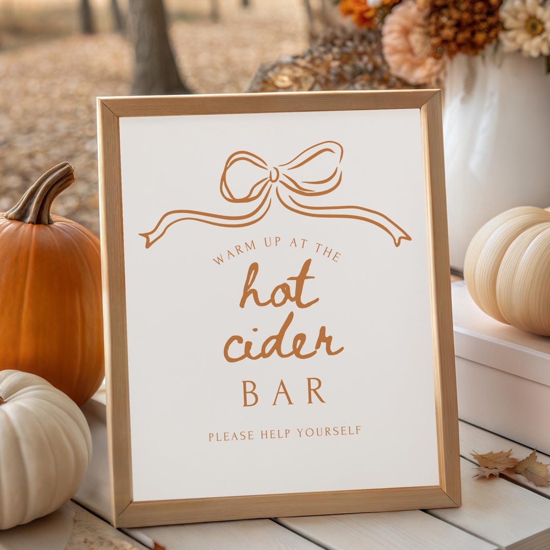Printable Coquette Bow Hot Cider Bar Sign, Editable Template, Instant ...