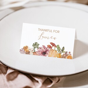 Thanksgiving Place Card Template, Autumn Table Decor, Thanksgiving ...