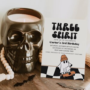 Three Spirit Halloween Birthday Invitation, Halloween Party, 3rd ...