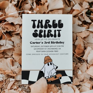 Three Spirit Halloween Birthday Invitation, Halloween Party, 3rd ...