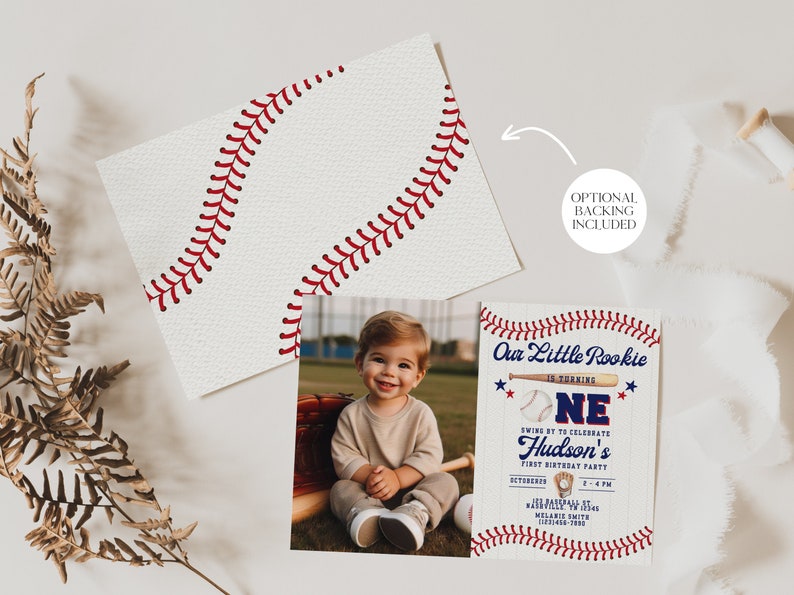 Baseball First Birthday Invitation, 1st Birthday, Rookie, Baseball ...
