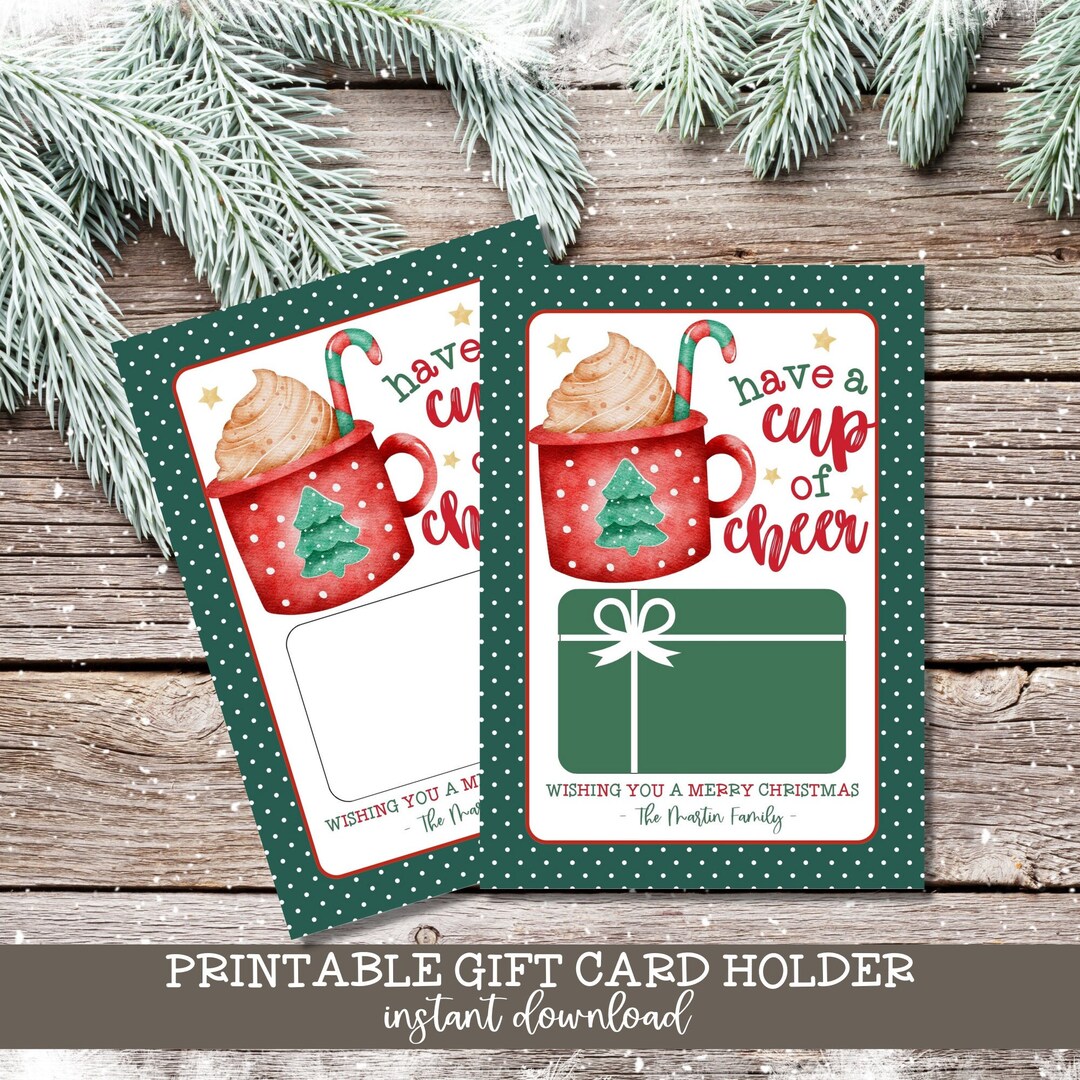 Printable Coffee Gift Card Holder Template | Christmas Card | Teacher ...