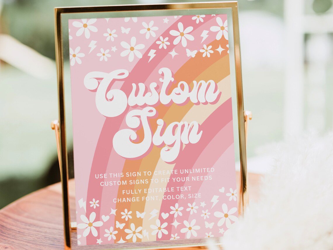 Groovy Birthday Editable Party Sign, Instant Download, Hippie Birthday ...