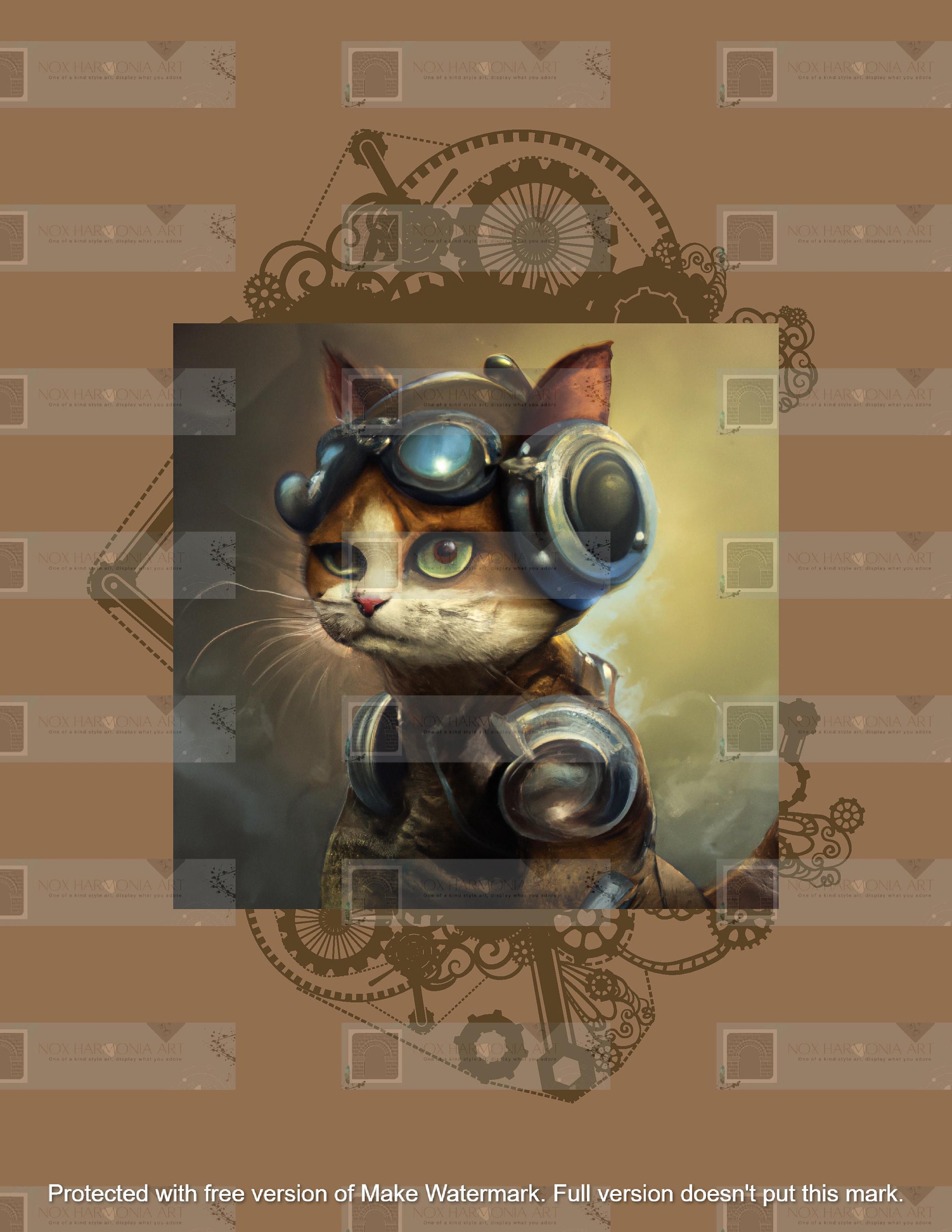 Steampunk Wall Art Industrial Sci-fi Art Cat Nerd Gift Instant Download ...