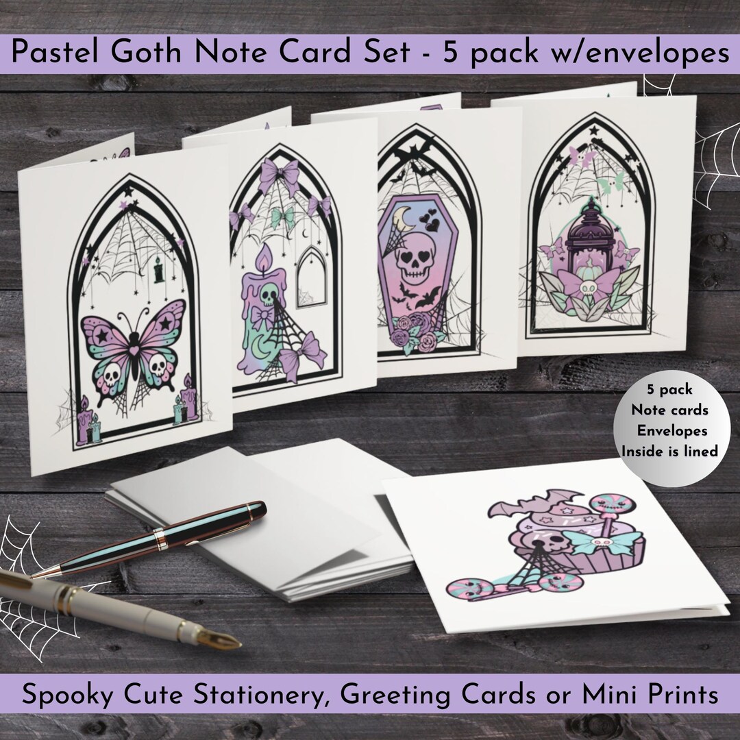 Pastel Goth Note Cards, Creepy Greeting Cards, Dark Aesthetic ...