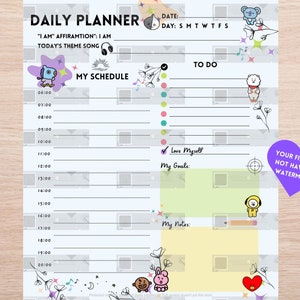 BTS BT21 Daily Planner Instant Download K-pop Gift Undated Daily ...