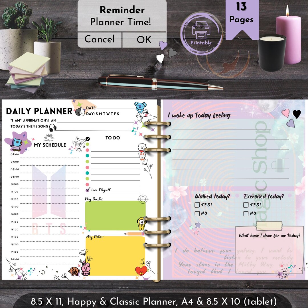 BTS Planner BT21 Mood Tracker Printable Stationery Instant Download ...