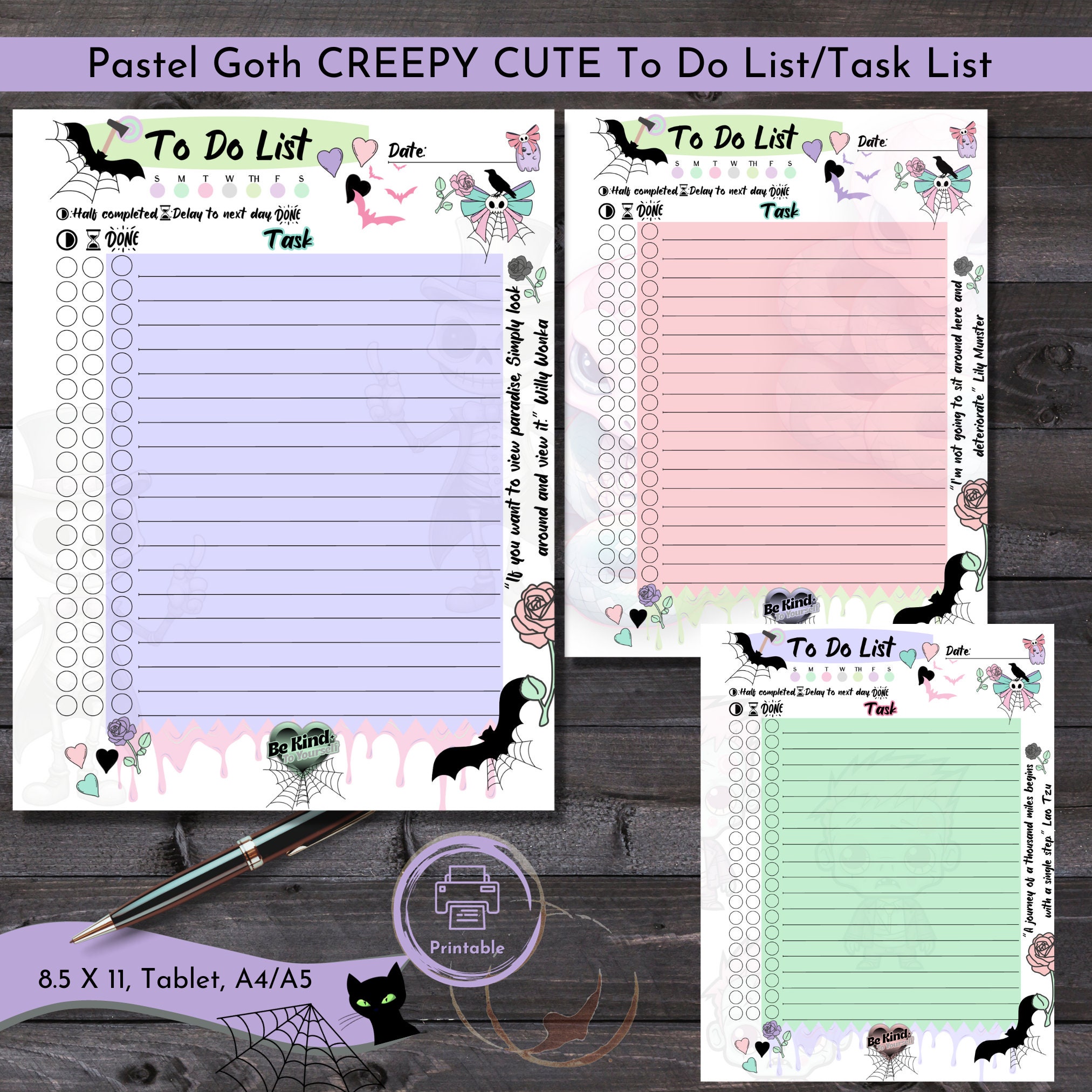 Pastel Goth to Do List Halloween Task List Creepy Cute Checklist ...