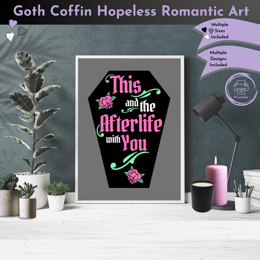 Gothic Romance Art, Printable Spooky Valentines Print, Creepy Cute Gift ...