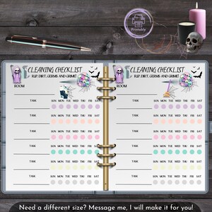 Goth Cleaning Checklist Tracker Pastel Daily Weekly Monthly Chore Chart ...