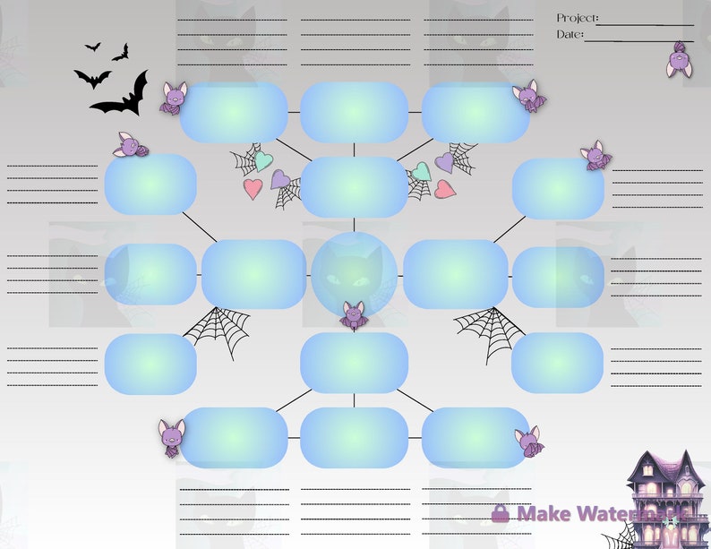 Pastel Goth Mind Map Brainstorm Student Planner Instant Download Cute ...