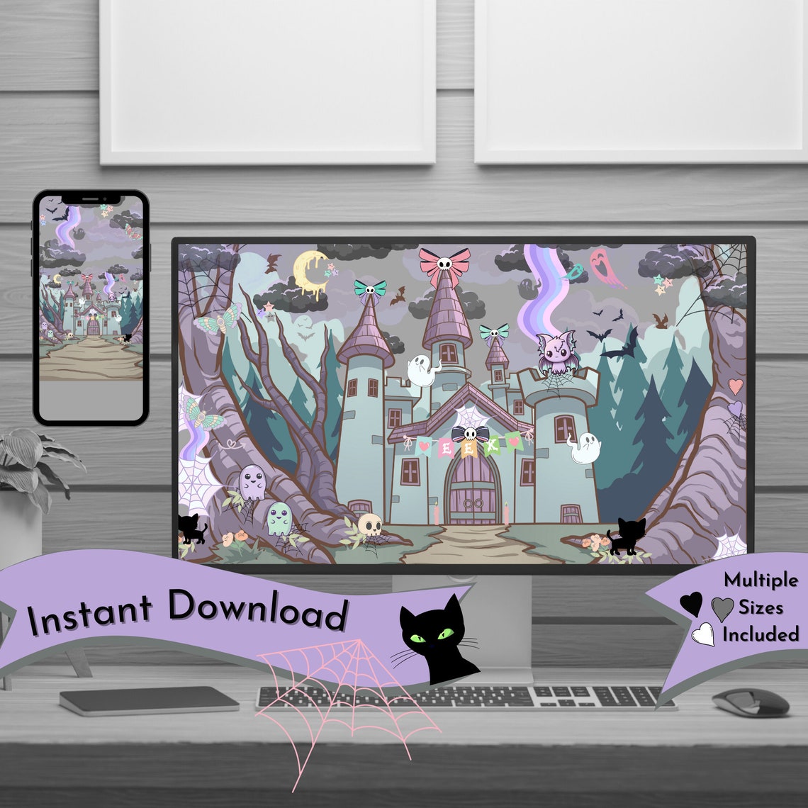 Pastel Goth Desktop Wallpaper Creepy Cute Spooky Kawaii Gift - Etsy ...