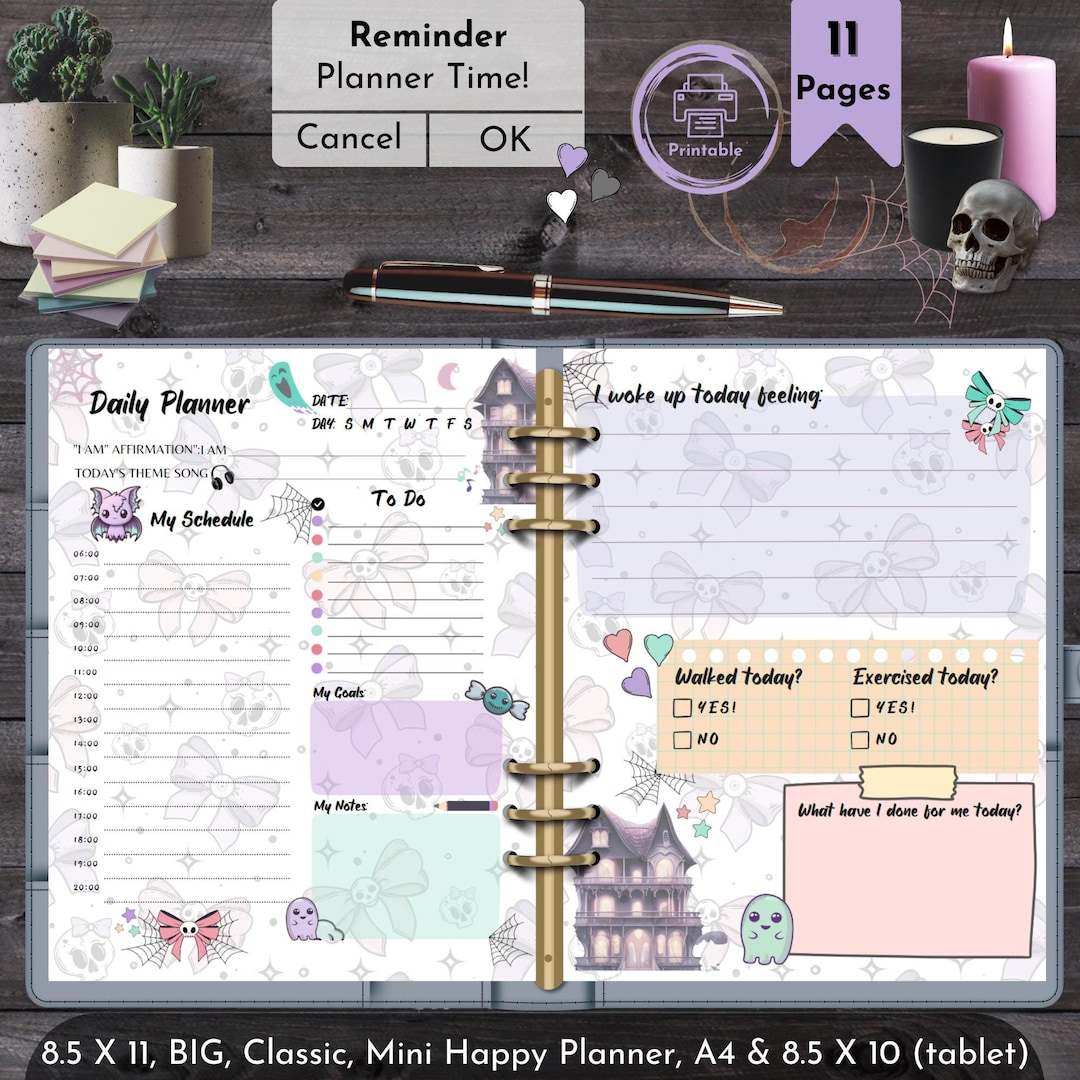 Goth Daily Planner Creepy Cute Pastel Printable Stationery Pages ...