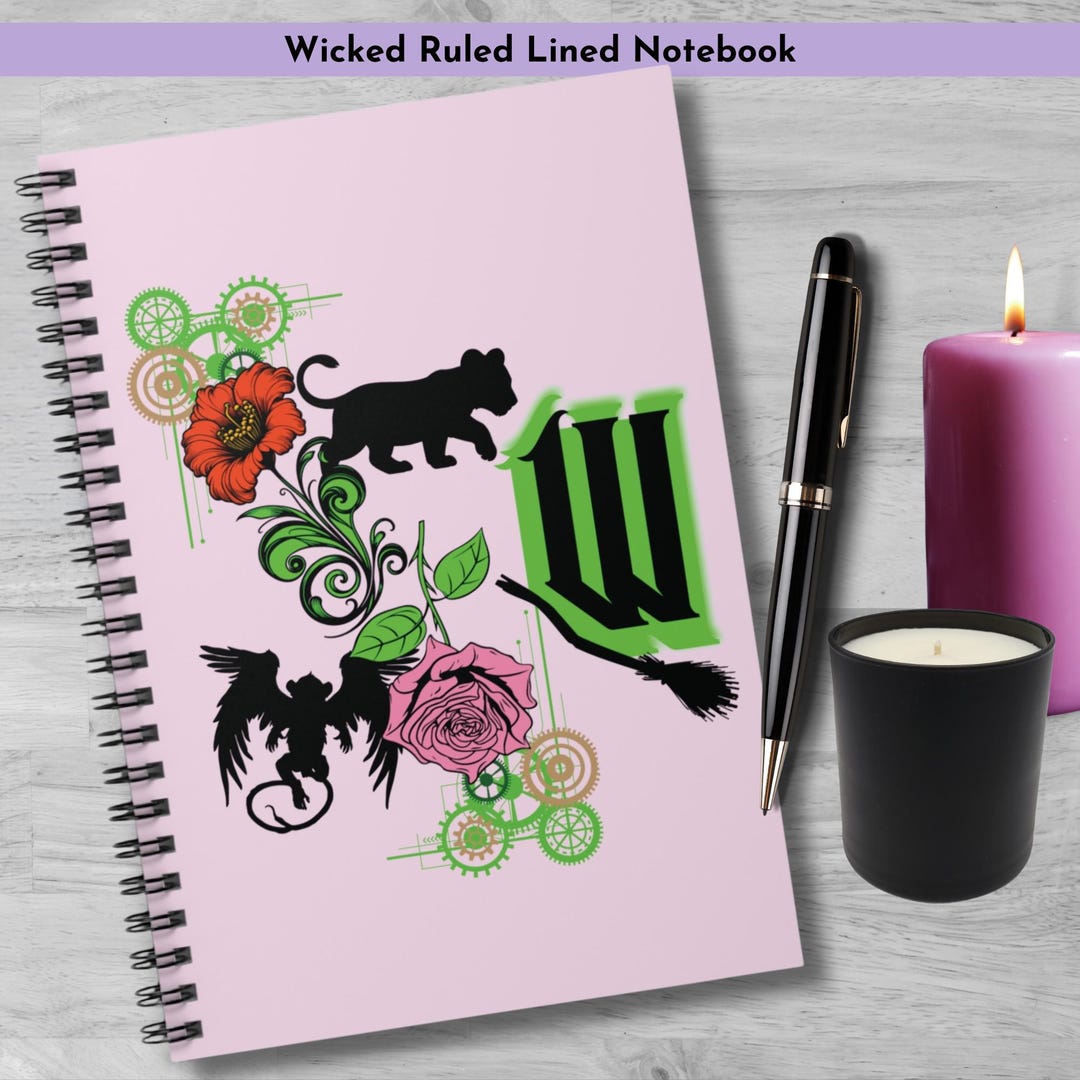 Wicked Inspired Notebook, Pink Defy Gravity Journal, Magic Lined Spiral ...
