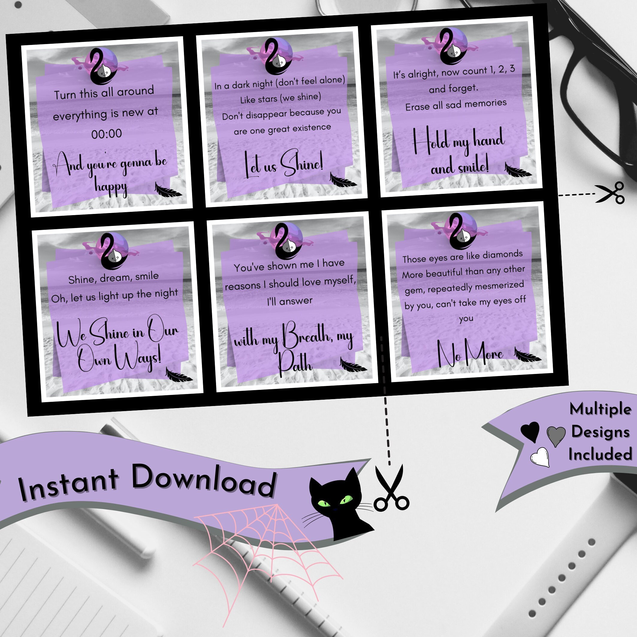 BTS Affirmation Cards K-pop Art BT21 Van Army Korean Music Lyrics Gift ...