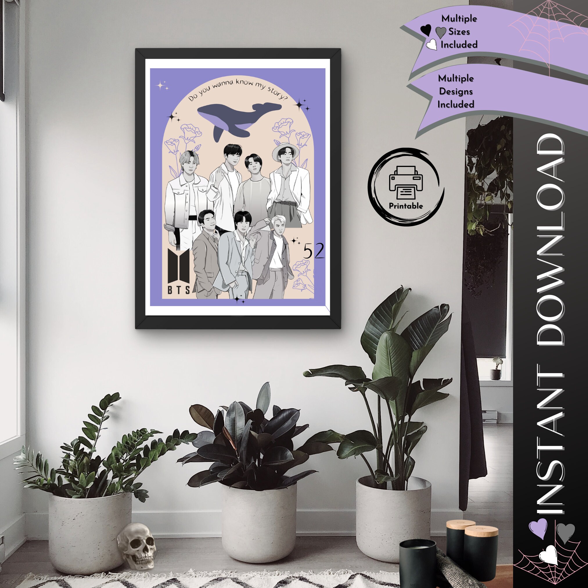 BTS Wall Art K-pop Poster BTS Army Gift 52 Whalien Korean Music Jimin V ...