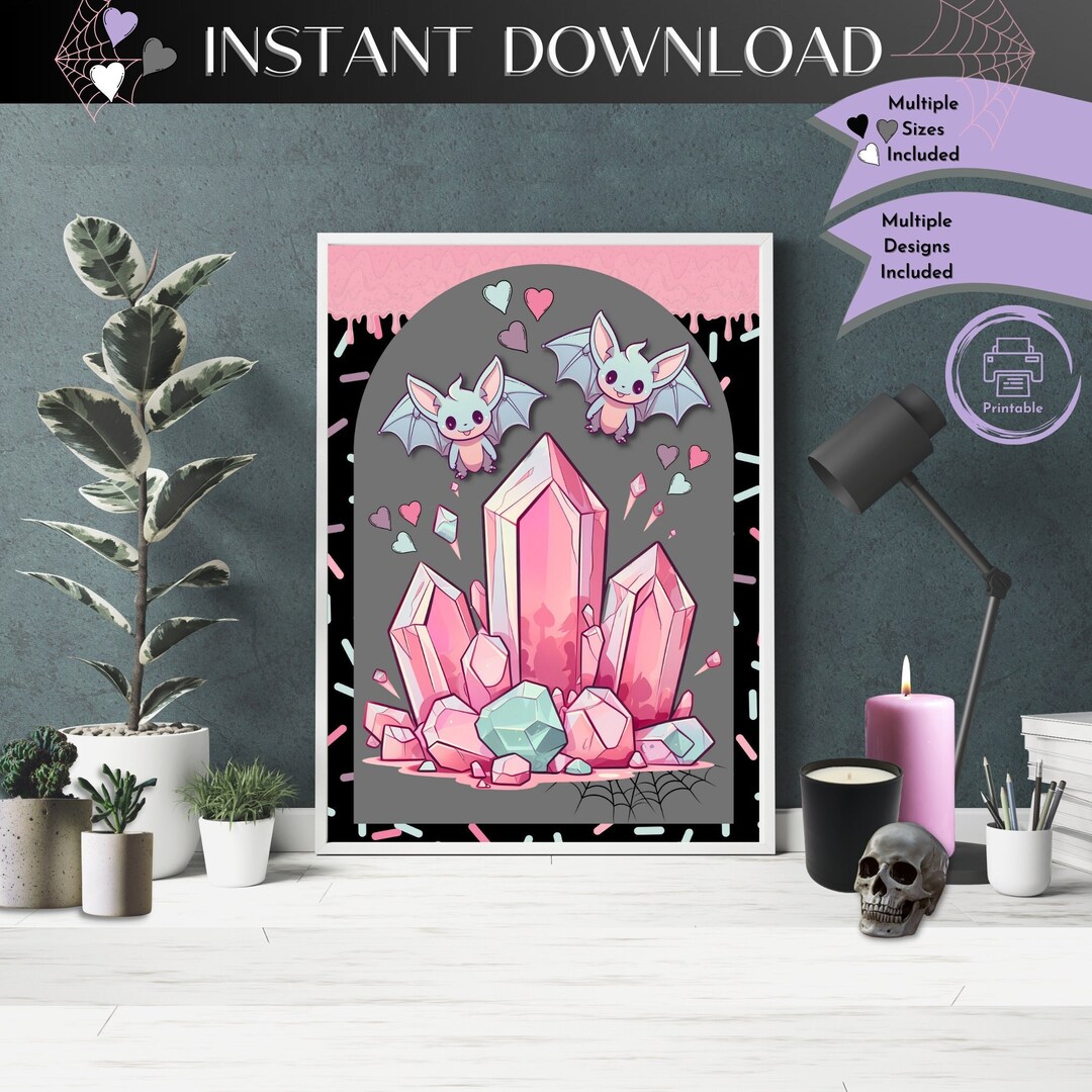 Bat Crystal Cupcake Wall Art Pastel Goth Creepy Cute Poster Kawaii ...
