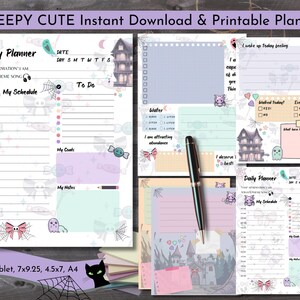 Goth Daily Planner Creepy Cute Pastel Printable Stationery Pages ...