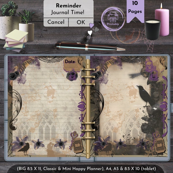 Gothic Rose Hardcover Goth Journal, Dark Victorian Floral Notebook ...