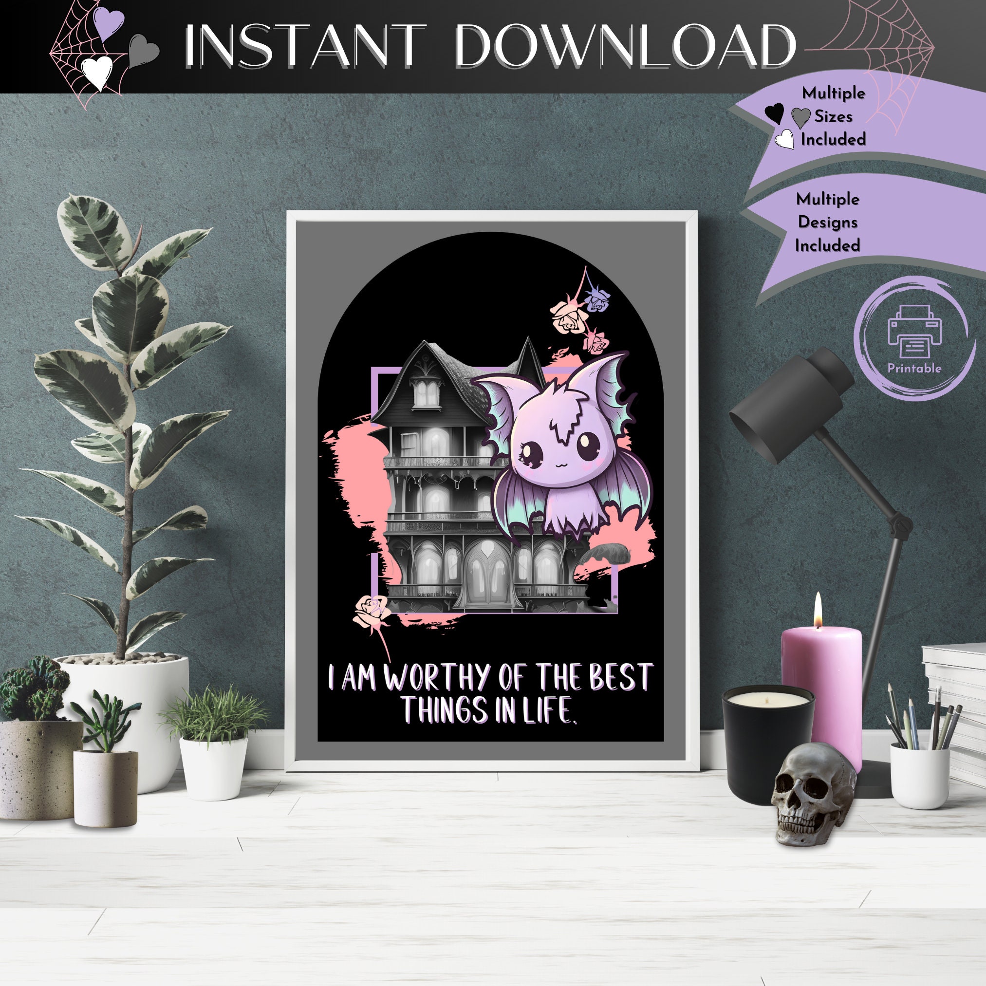 Goth Wall Art Affirmations Creepy Cute Pastel Spooky Kawaii - Etsy