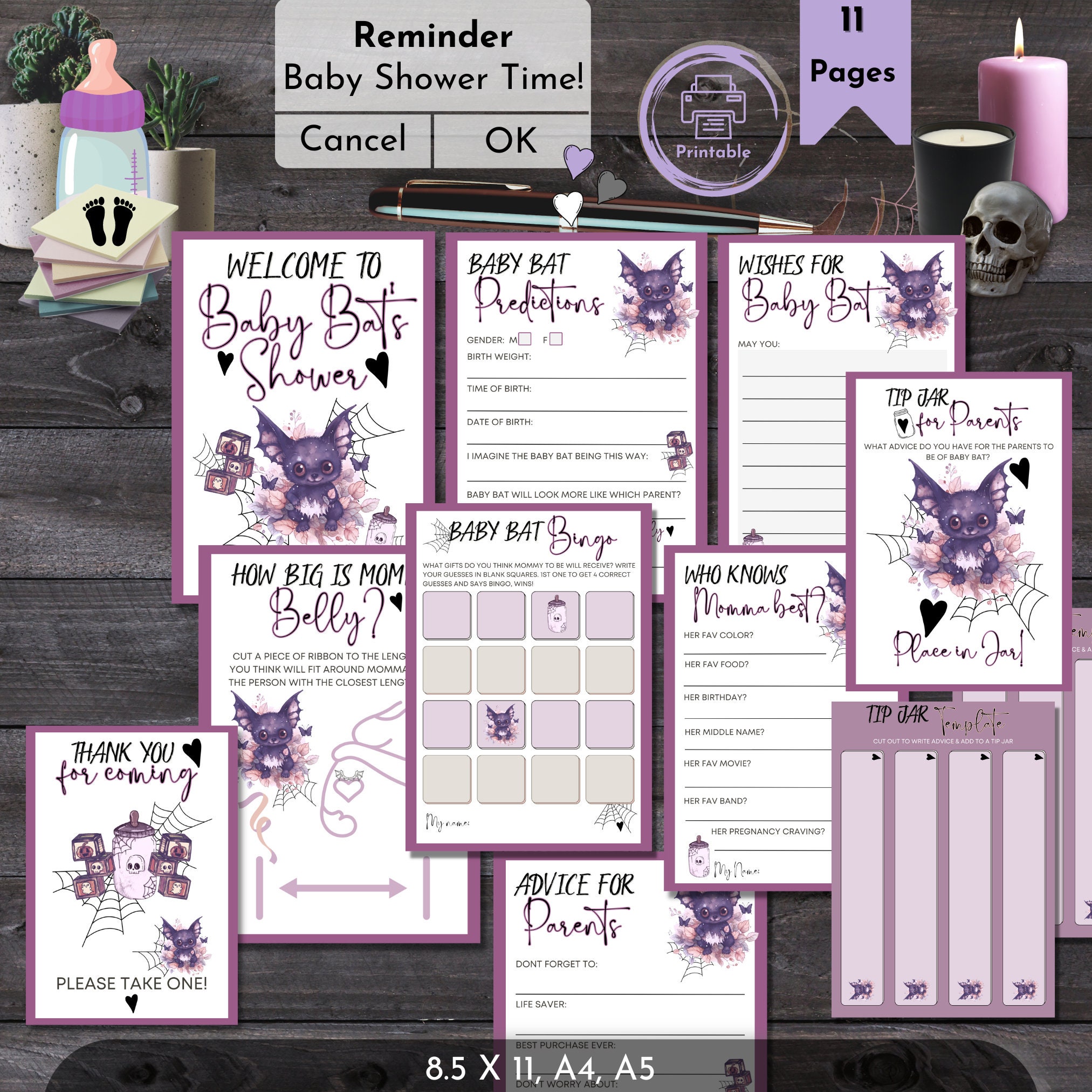 Gothic Baby Shower Printables Spooky Cute Baby Shower Bundle Halloween ...