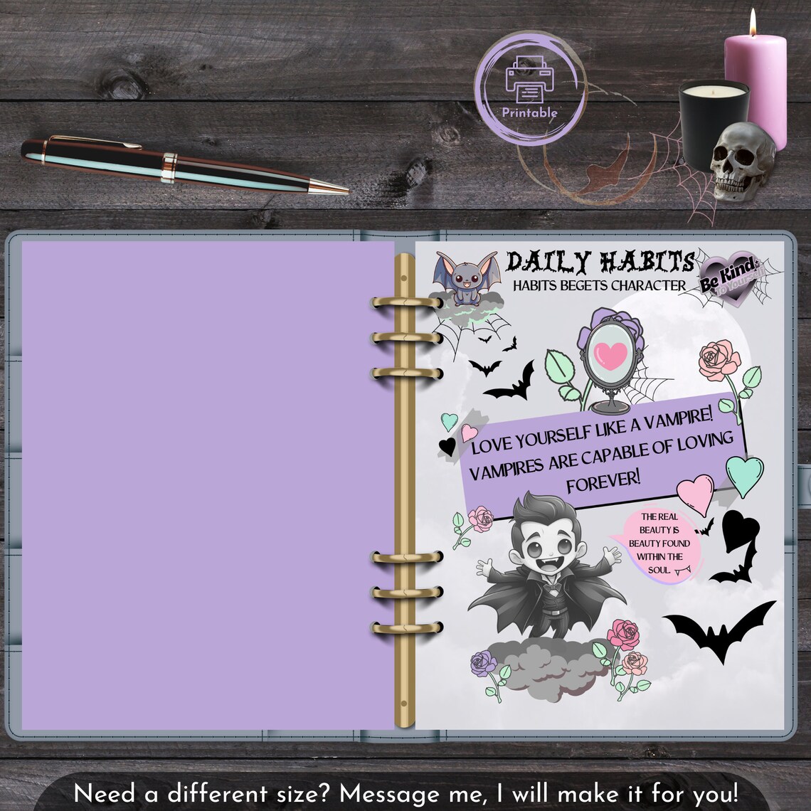Pastel Goth Habit Tracker • Mental Health Planner • Creepy Cute Daily ...