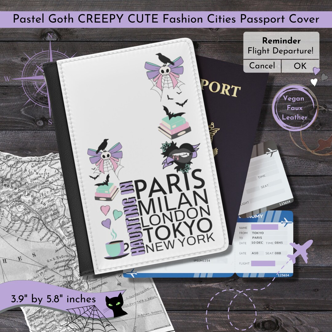 Pastel Goth Passport Cover Travel Gift Creepy Cute Kawaii Carry on ...