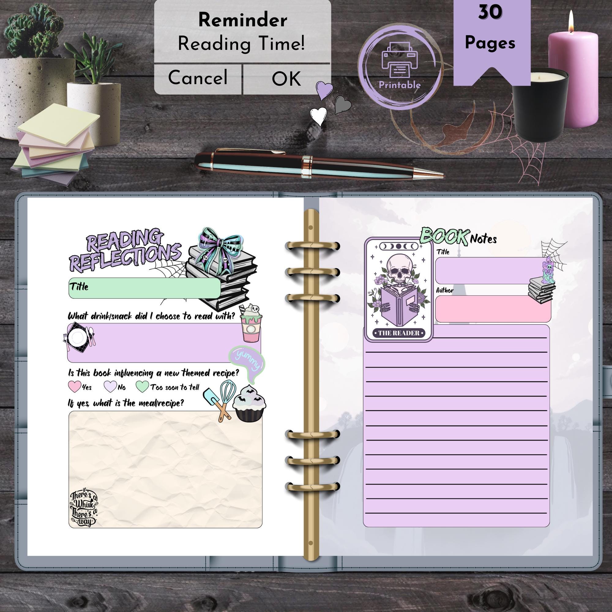 Spooky Pastel Goth Reading Journal• Gothic Book Tracker • Printable ...