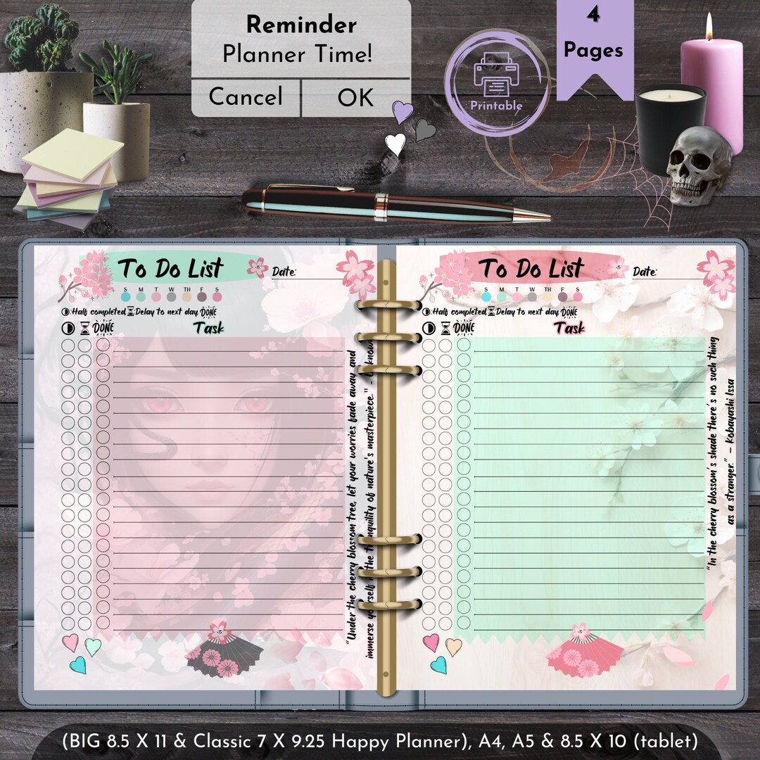 Cherry Blossom To-do List | Kawaii Anime Planner | Sakura Task Tracker ...