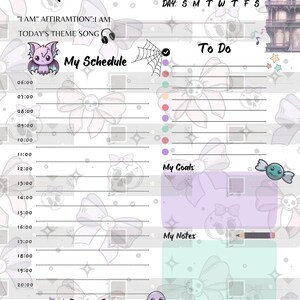 Goth Daily Planner Creepy Cute Pastel Planner Pages Instant - Etsy