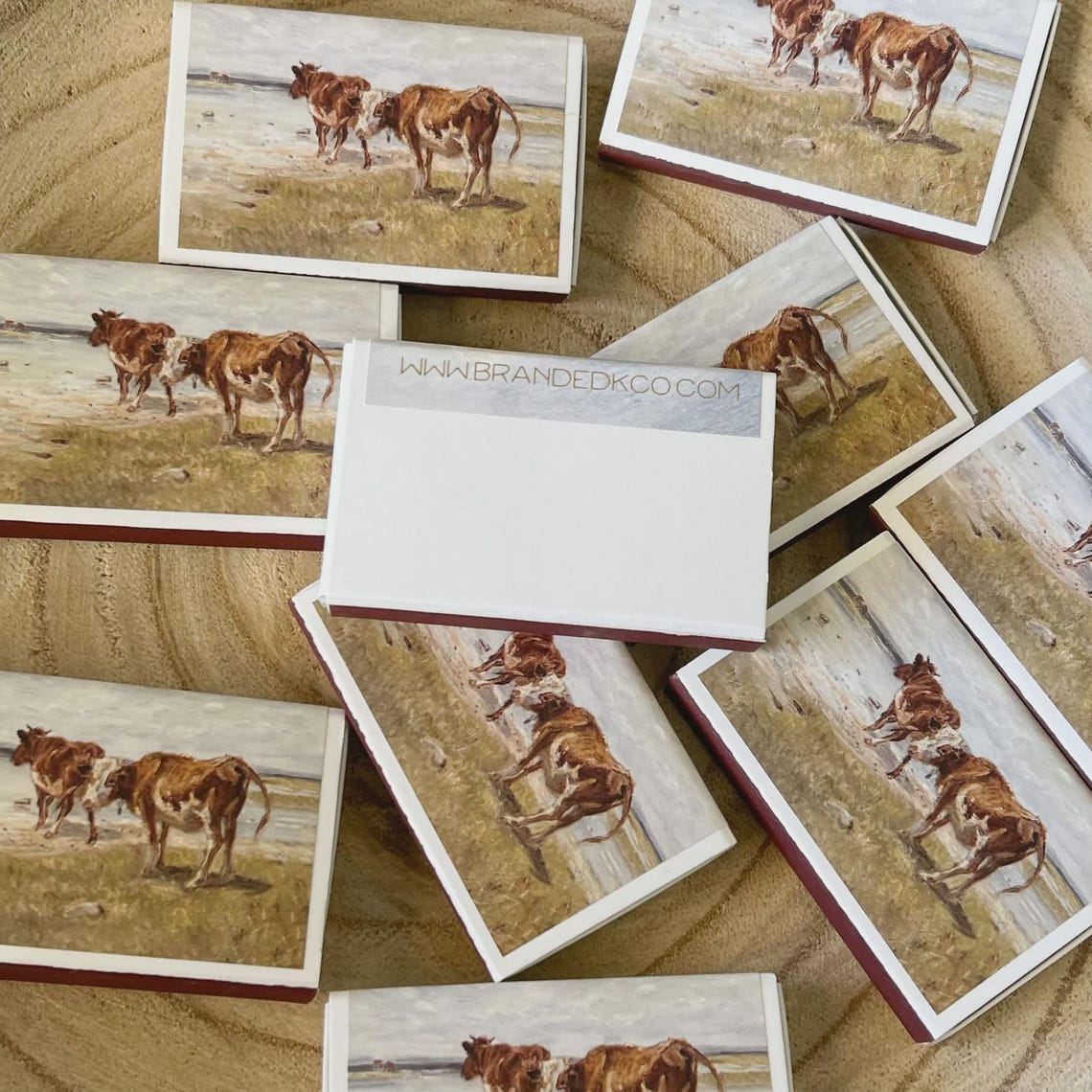 Cattle Match Set | Western Art | Vintage Art Landscape | Candle Match ...