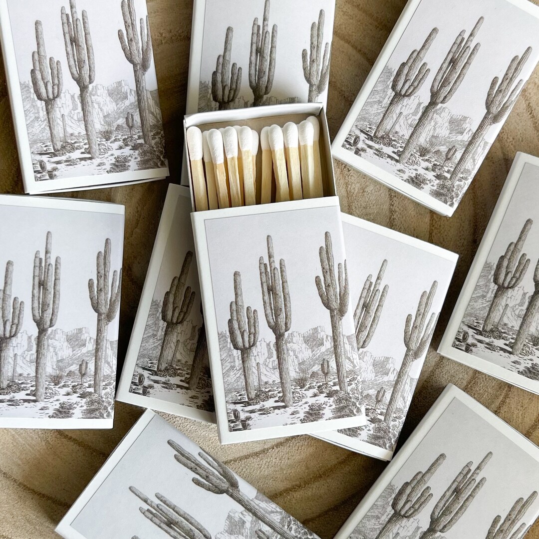 Desert Cactus Match Set Western Art Vintage Art Landscape Candle Match ...