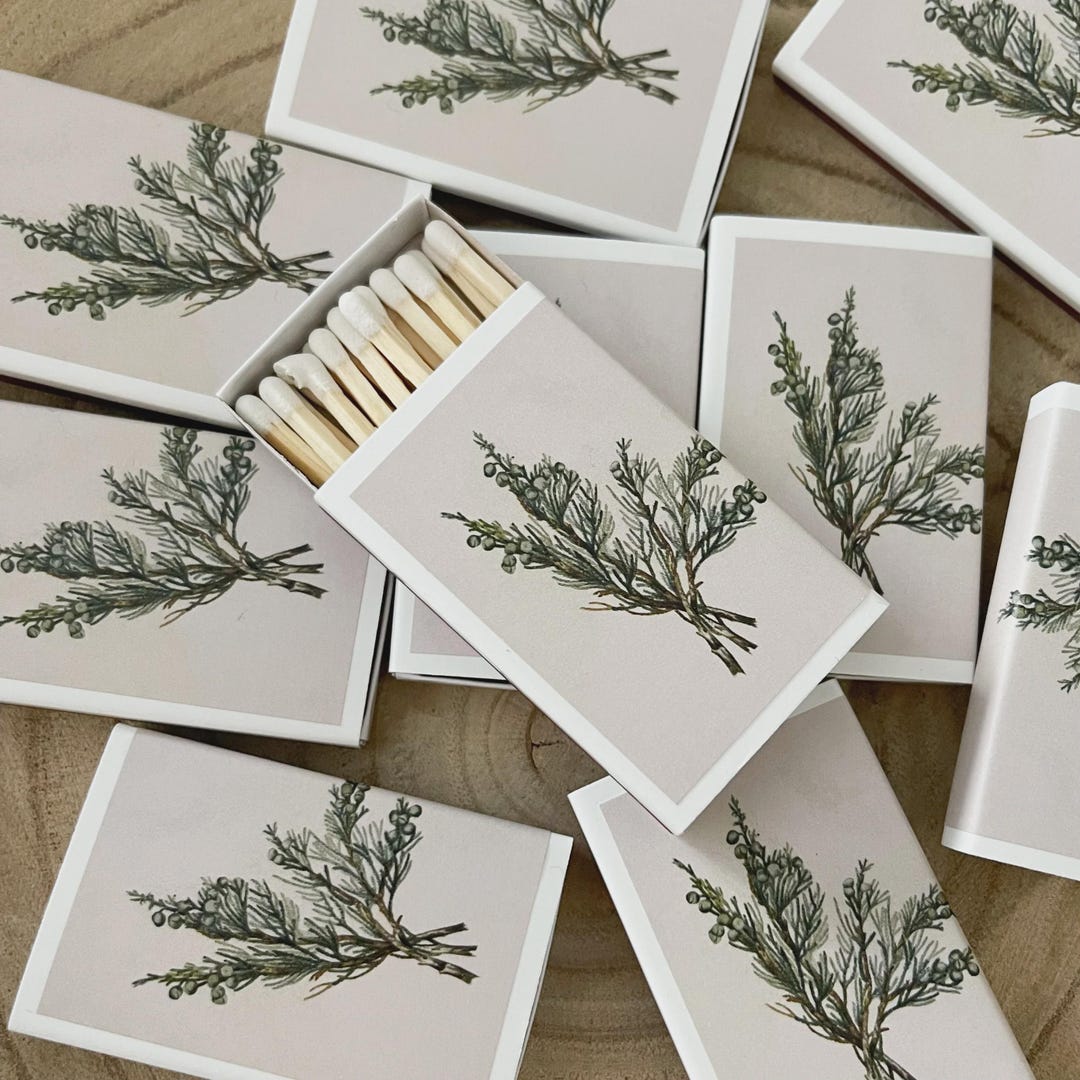 Juniper Branch Match Set | Vintage Art Landscape | Winter | Candle ...