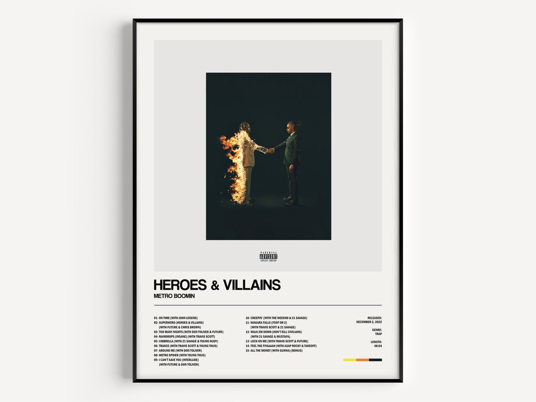 HEROES & VILLAINS, Metro Boomin, Heroes and Villains Print, Heroes and ...