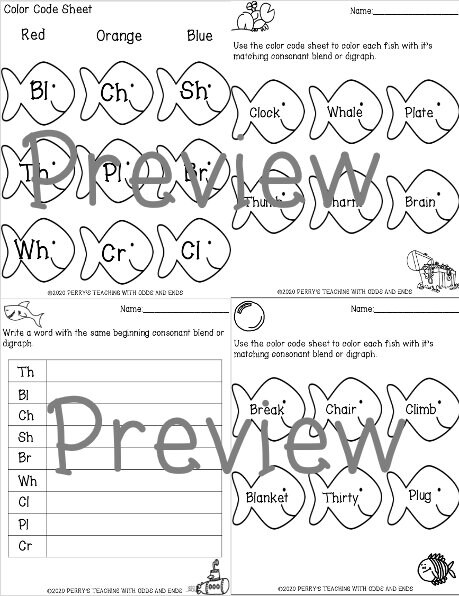 Phonics Digraphs & Blends Activity, Kindergarten, 1st Grade, 2nd Grade ...