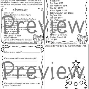 Christmas Math Economics Fun Activity Budgeting, Spending, Fun ...
