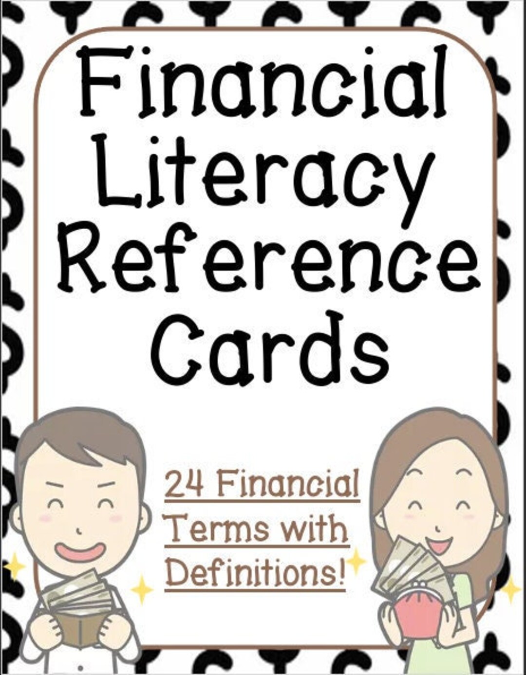 Financial Literacy Terms & Definitions, Reference Cards, Economics ...