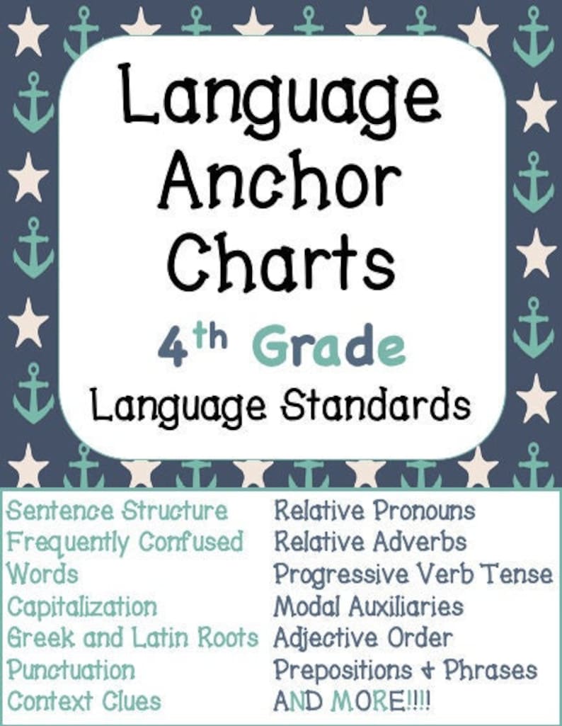 4th Grade Language Anchor Charts Language Arts, Test Prep, CCSS, State ...