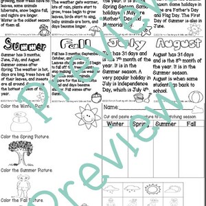 Homeschool Science Months & Seasons Activities Worksheets, Home ...