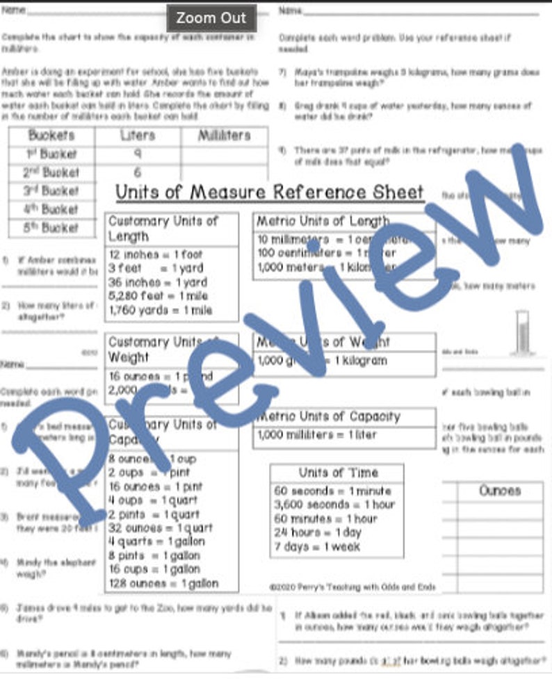 Measurement Conversion Math Practice 4th and 5th Grade - Etsy