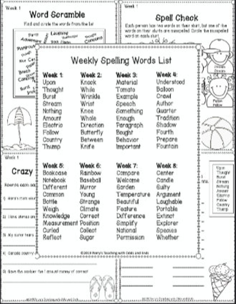 Summer Spelling Activities for 3rd Grade, Summer School, Summer ...