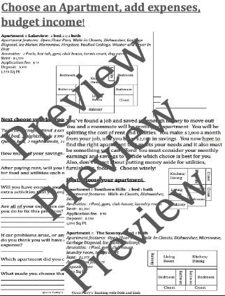 Economics Teaching Activity "my First Apartment" Life Skills Budgeting ...